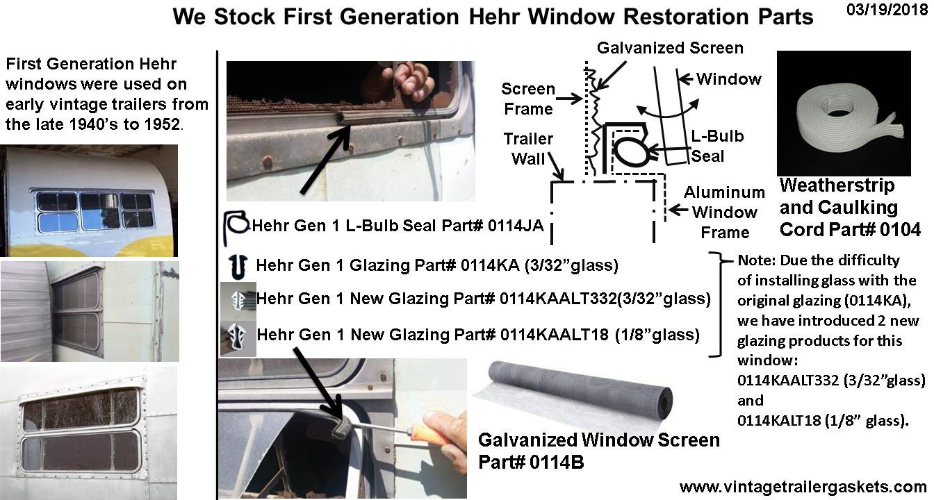 Gaskets, Seals, and Rubber for Vintage Hehr and Woodlin Windows